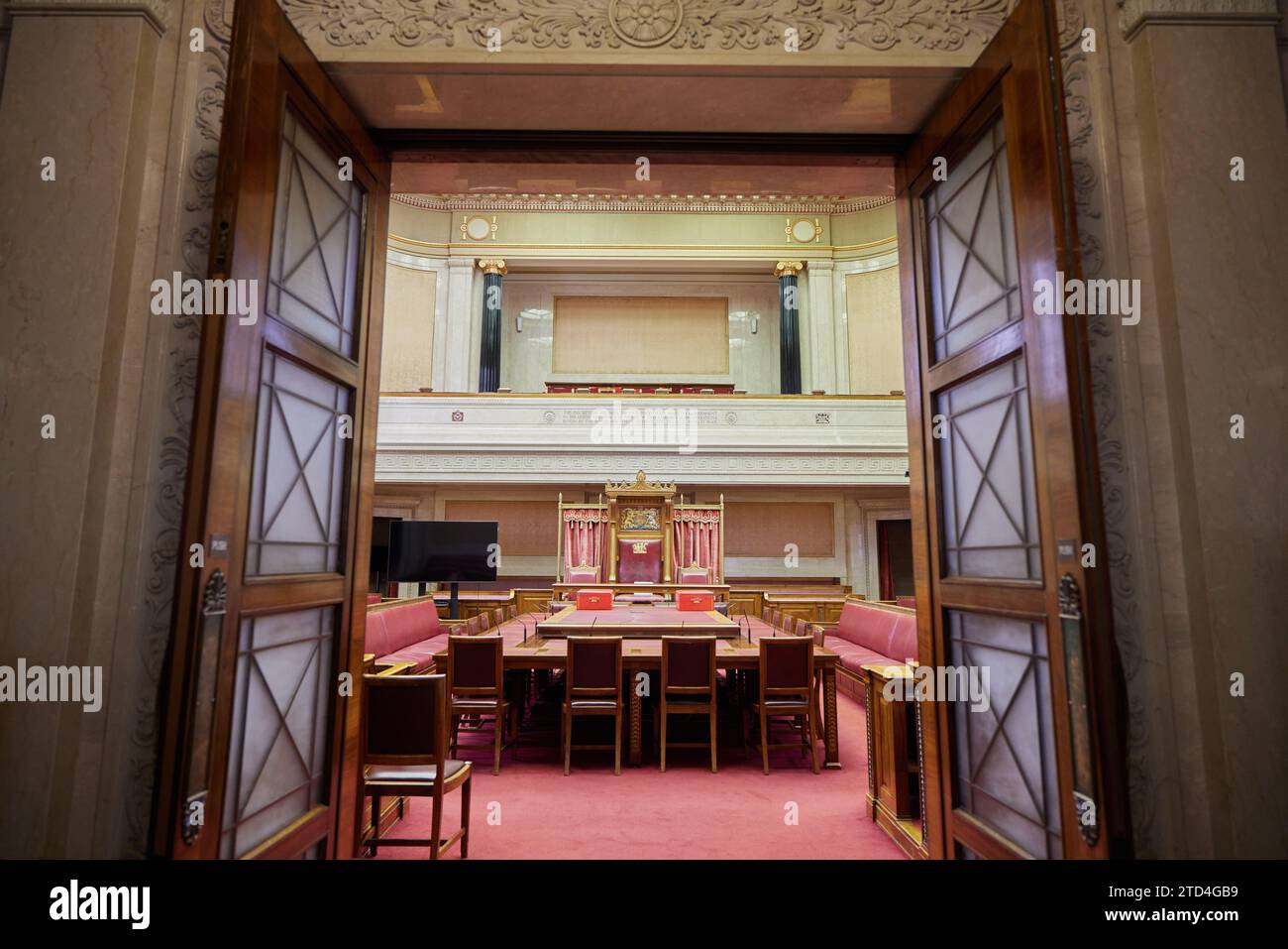 Senate chamber in Stormont's Parliament Buildings, Northern Ireland, UK ...