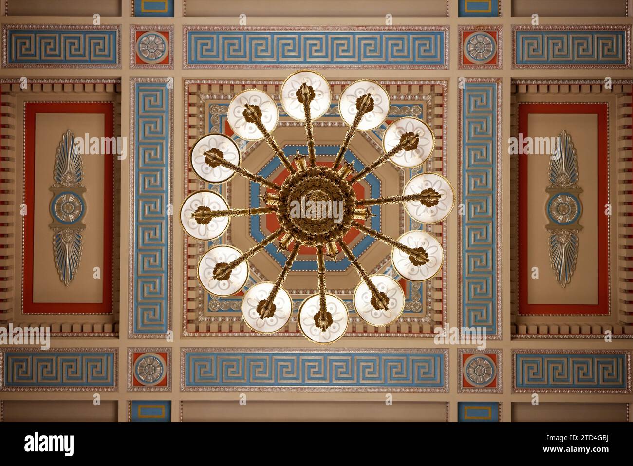 Chandelier from below in the opulent Grand Hall in Stormont's ...
