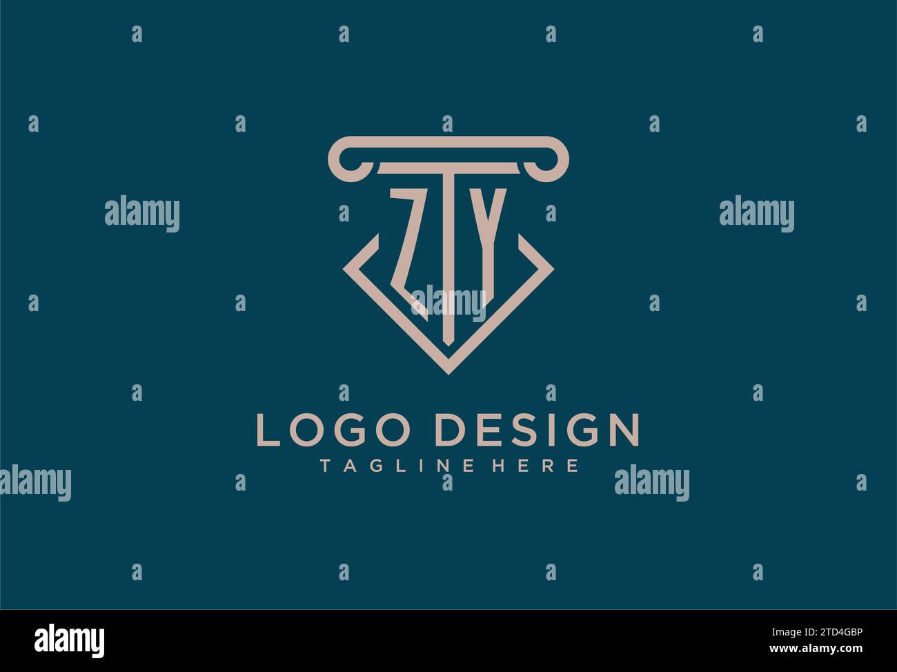ZY initial with pillar icon design, clean and modern attorney, legal firm logo design ideas ...