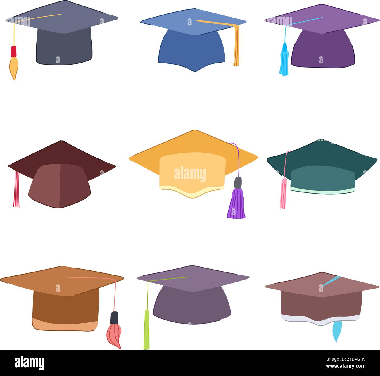 graduation hat set cartoon vector illustration Stock Vector Image & Art ...