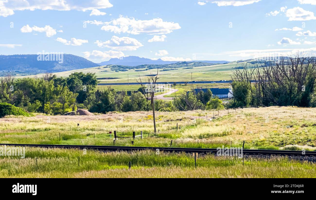 Scenic Views: Farm Land and Mountains in Colorado Stock Photo - Alamy