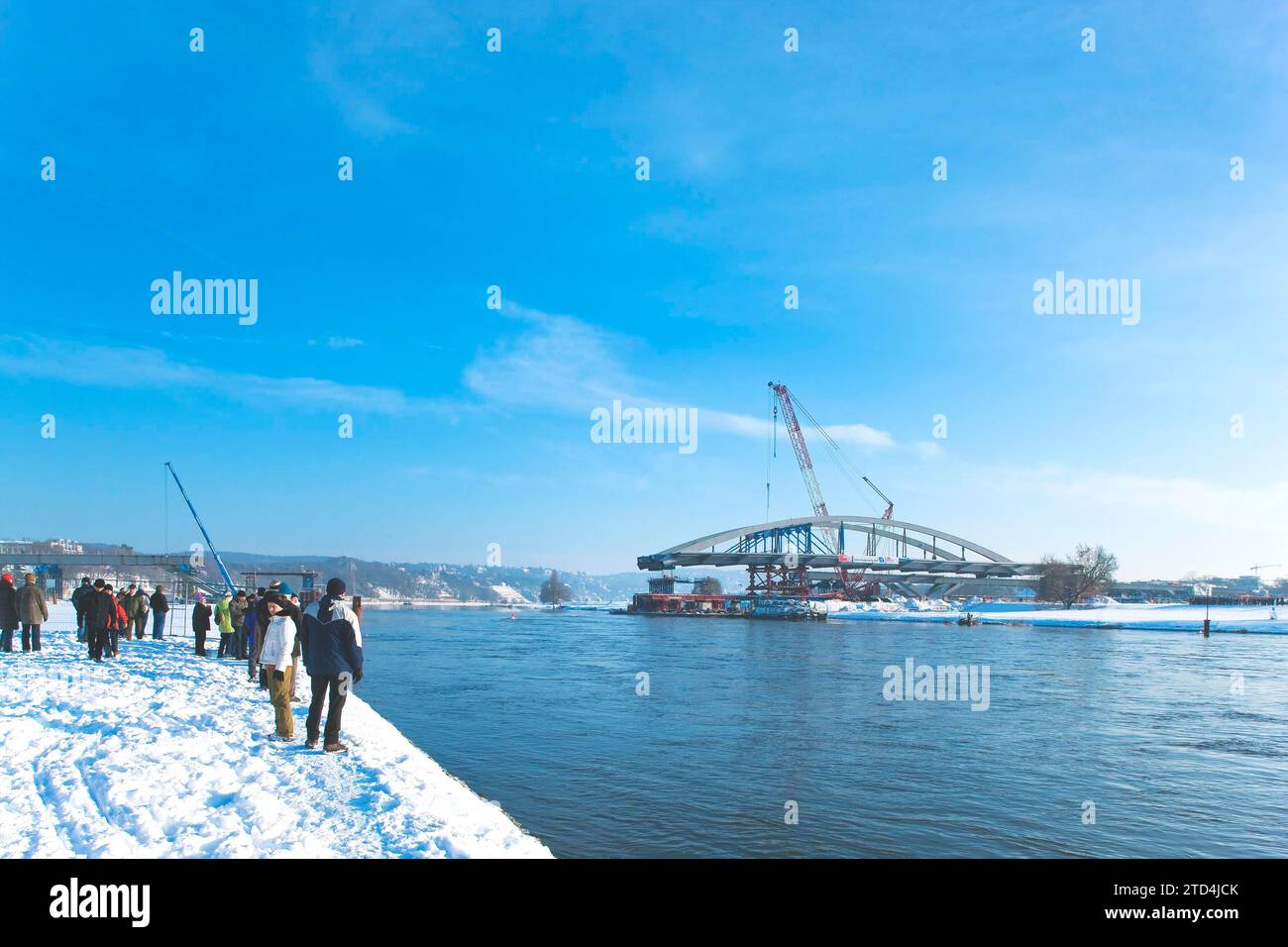 Waldschloesschen bridge final assembly Stock Photo - Alamy