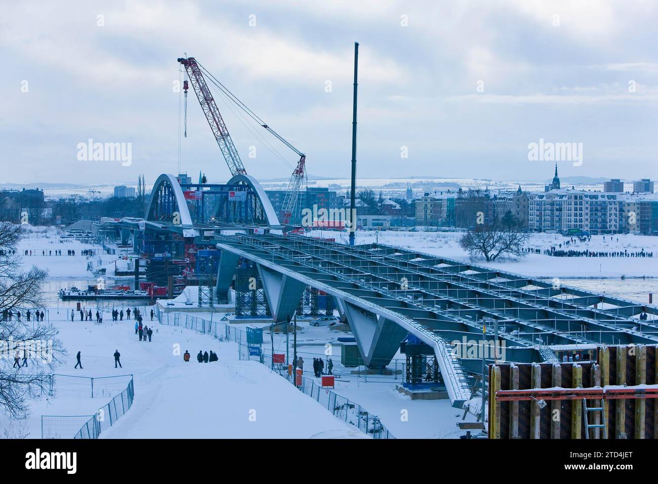 Waldschloesschen bridge final assembly Stock Photo - Alamy