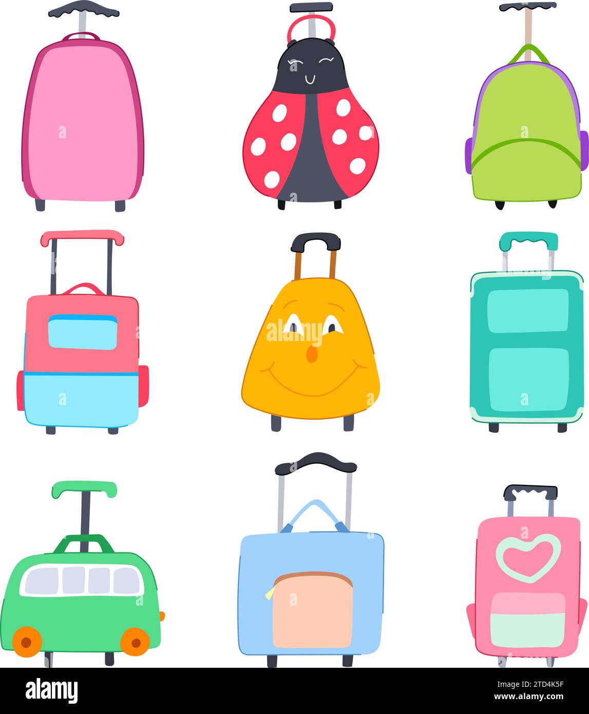 kid luggage set cartoon vector illustration Stock Vector Image & Art ...