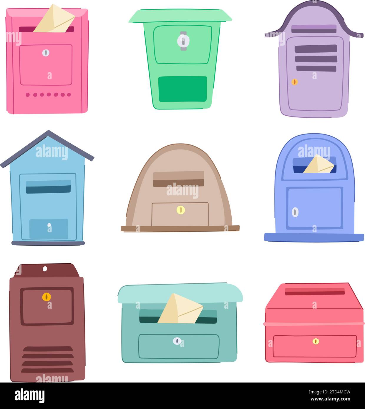 mailbox letter set cartoon vector illustration Stock Vector Image & Art ...