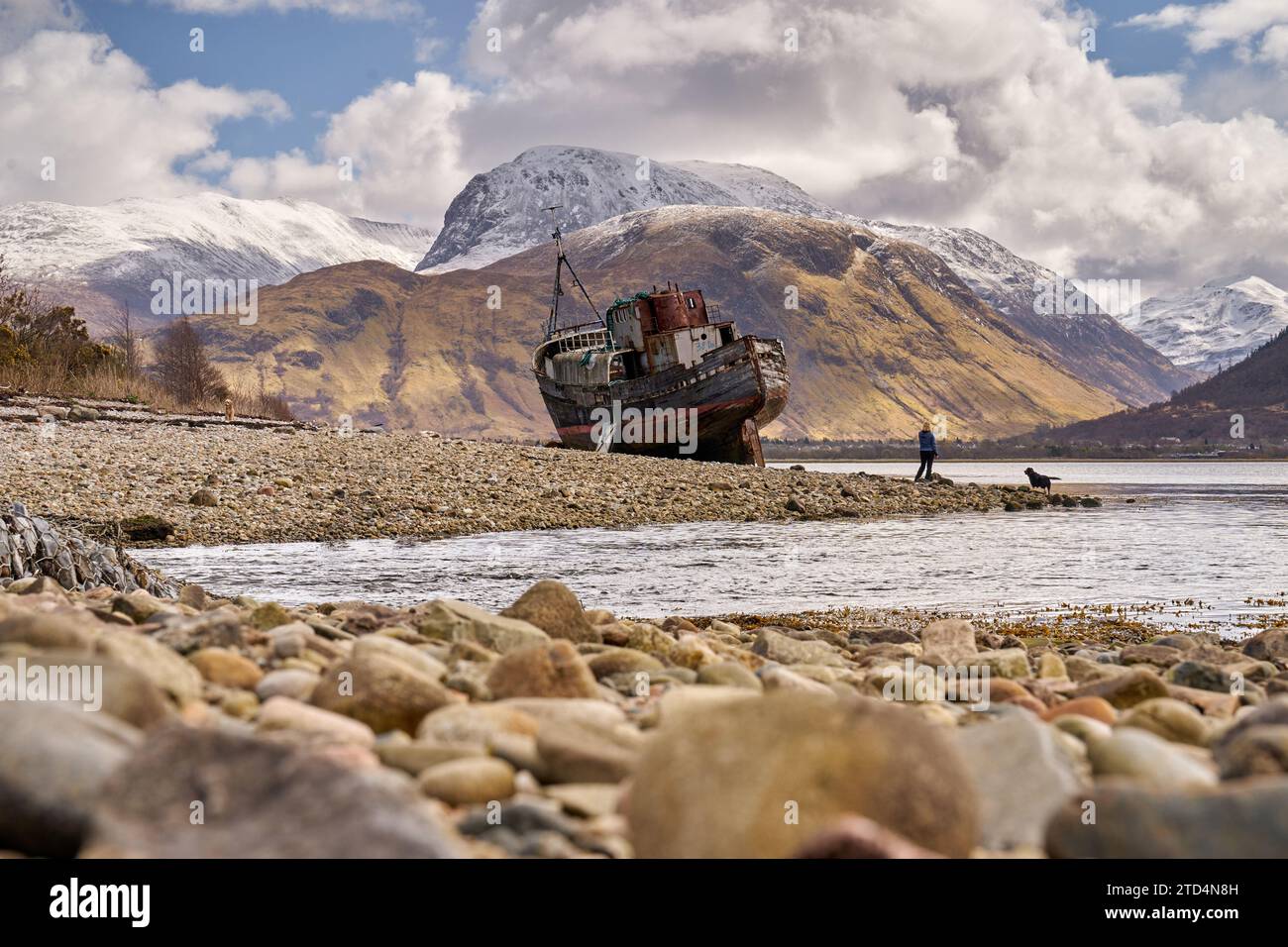 Old Boat of Caol, a shipwreck on the shore of Loch Linnhe, with views ...