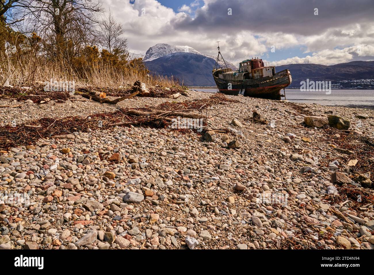 Old Boat of Caol, a shipwreck on the shore of Loch Linnhe, with views ...