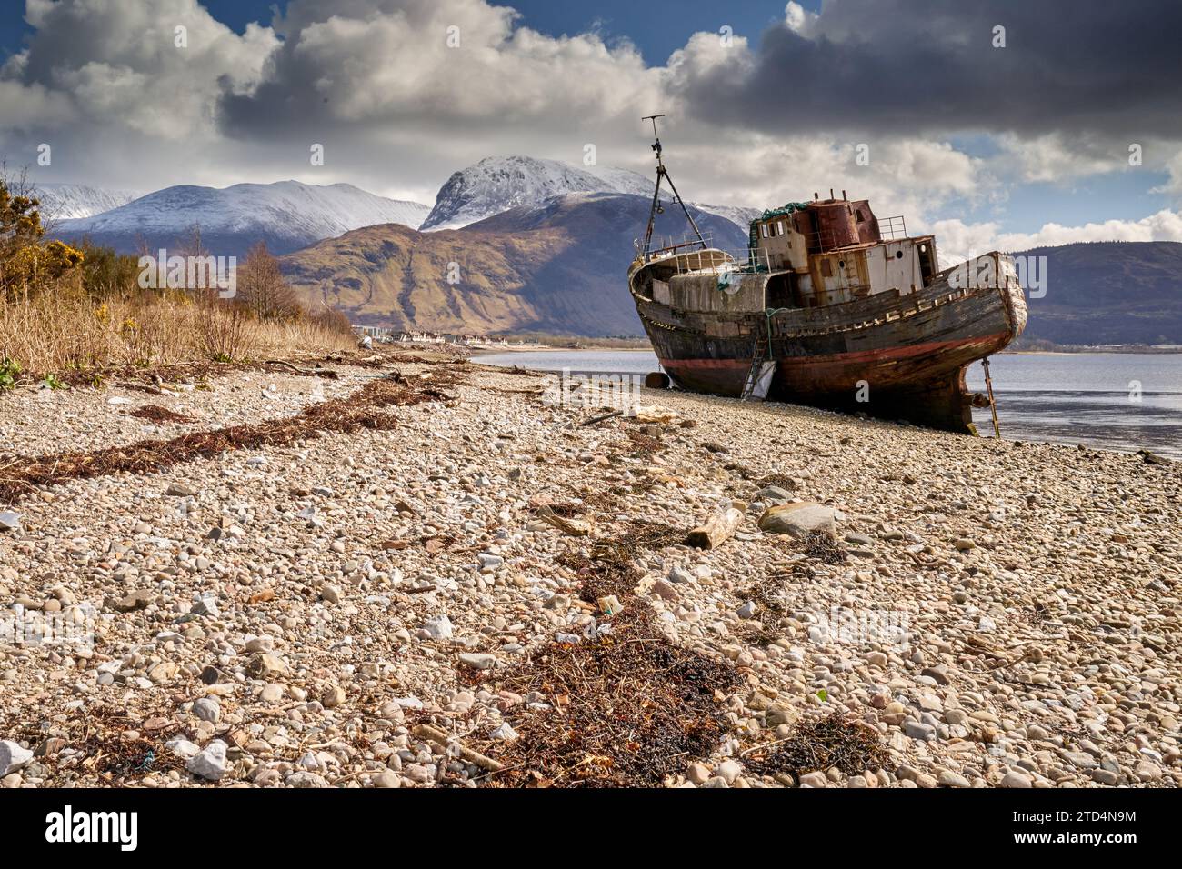 Old Boat of Caol, a shipwreck on the shore of Loch Linnhe, with views ...