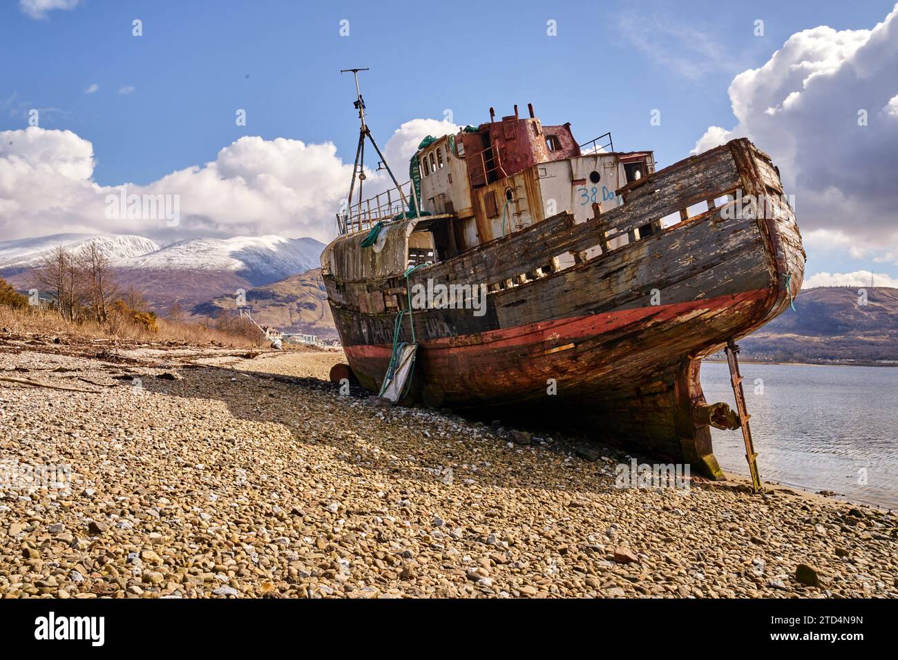 Old Boat of Caol, a shipwreck on the shore of Loch Linnhe, with views ...