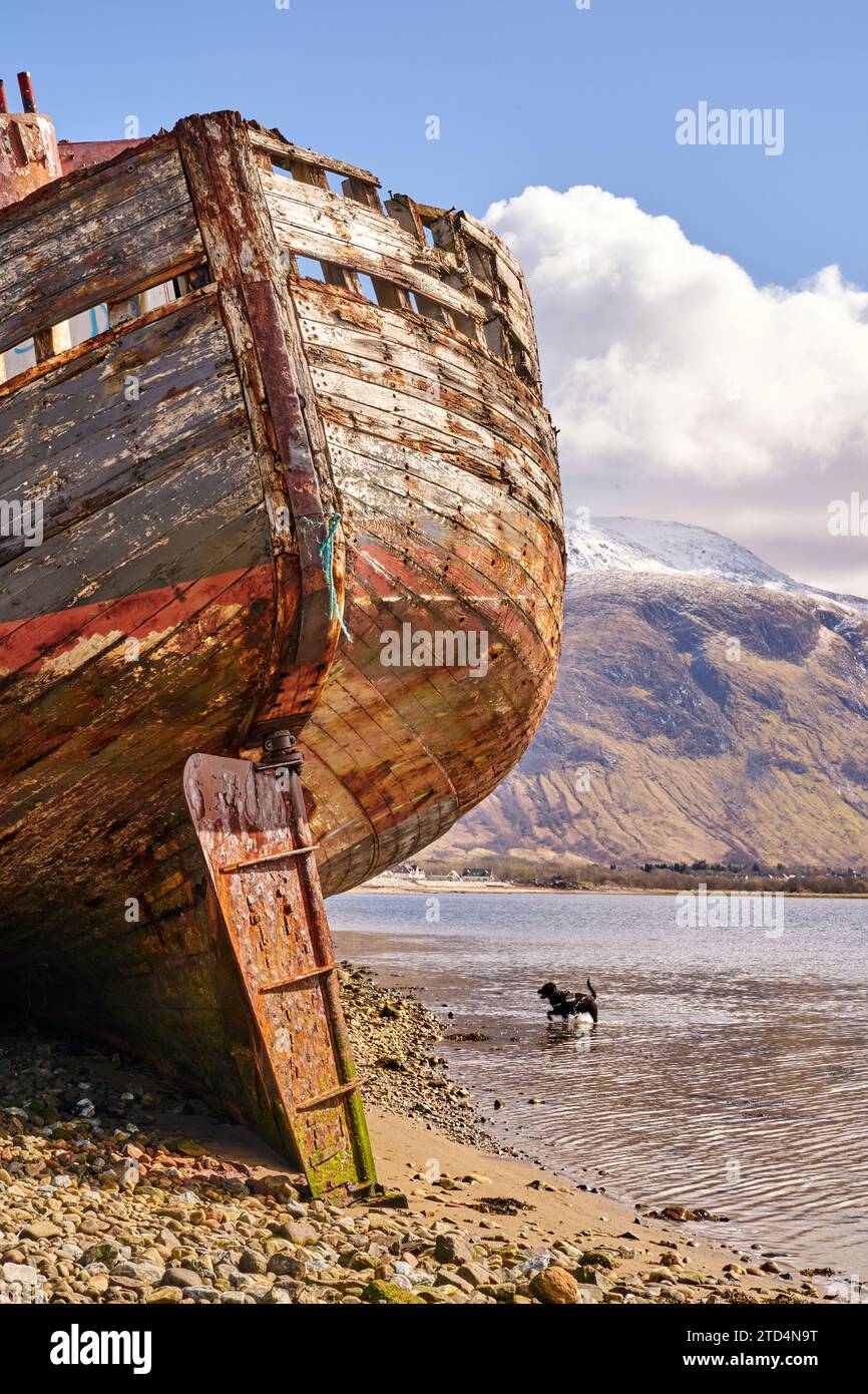 Old Boat of Caol, a shipwreck on the shore of Loch Linnhe, with views ...