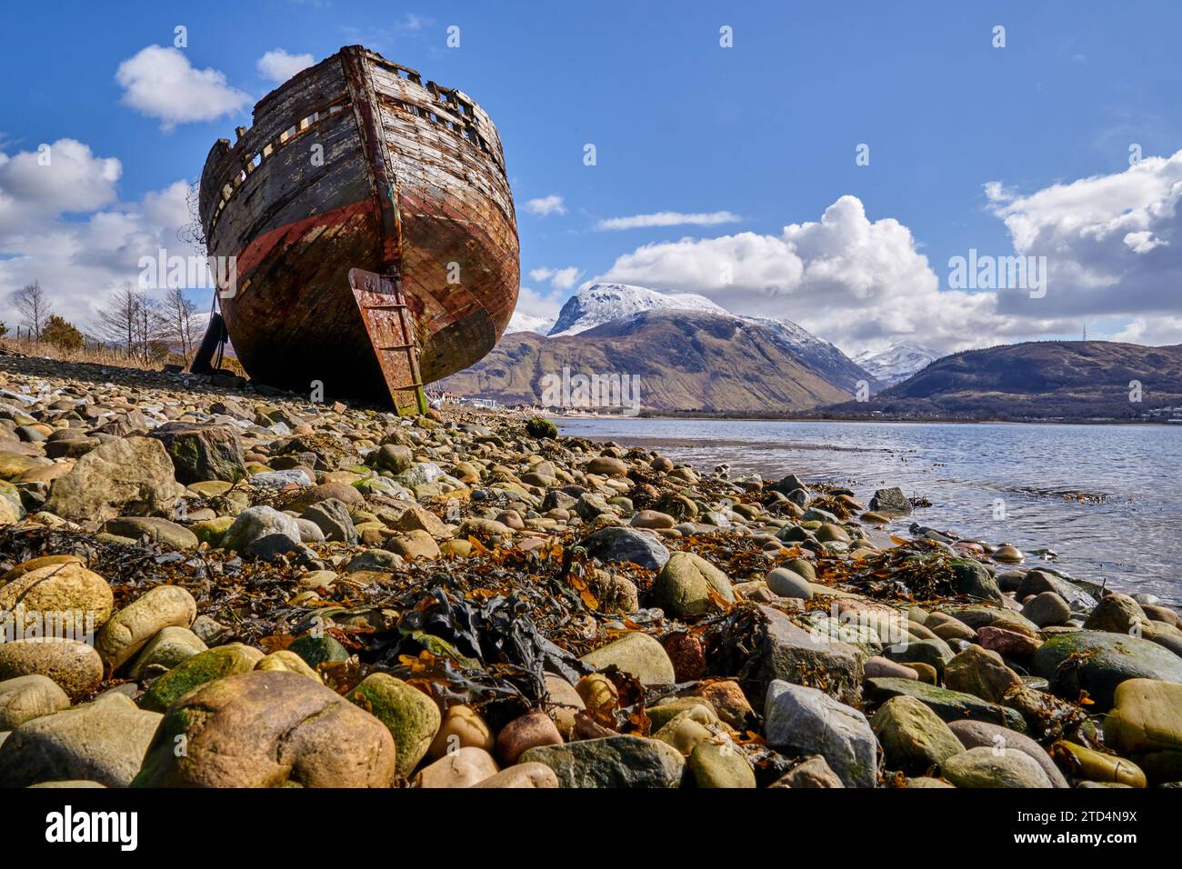 Old Boat of Caol, a shipwreck on the shore of Loch Linnhe, with views ...