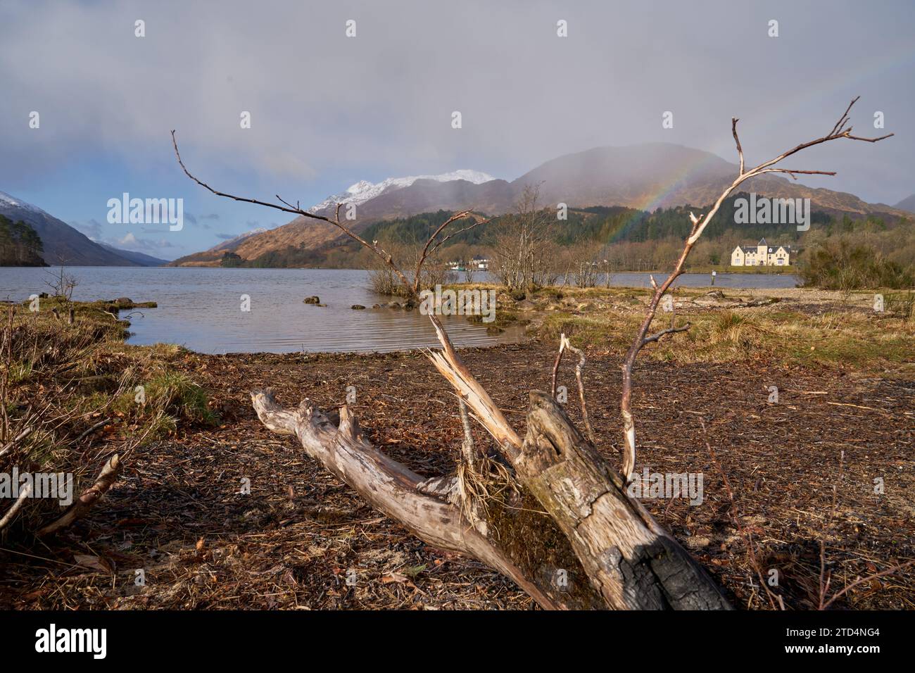 Rainbow over the Glenfinnan House Hotel, Highlands, Scotland. A film ...
