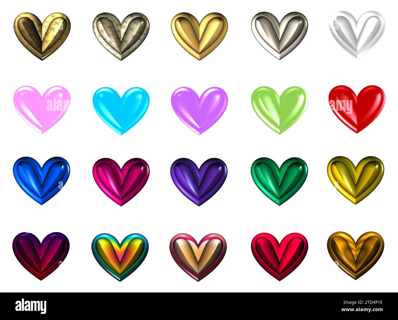 colorful shiny 3d heart stickers Stock Photo - Alamy