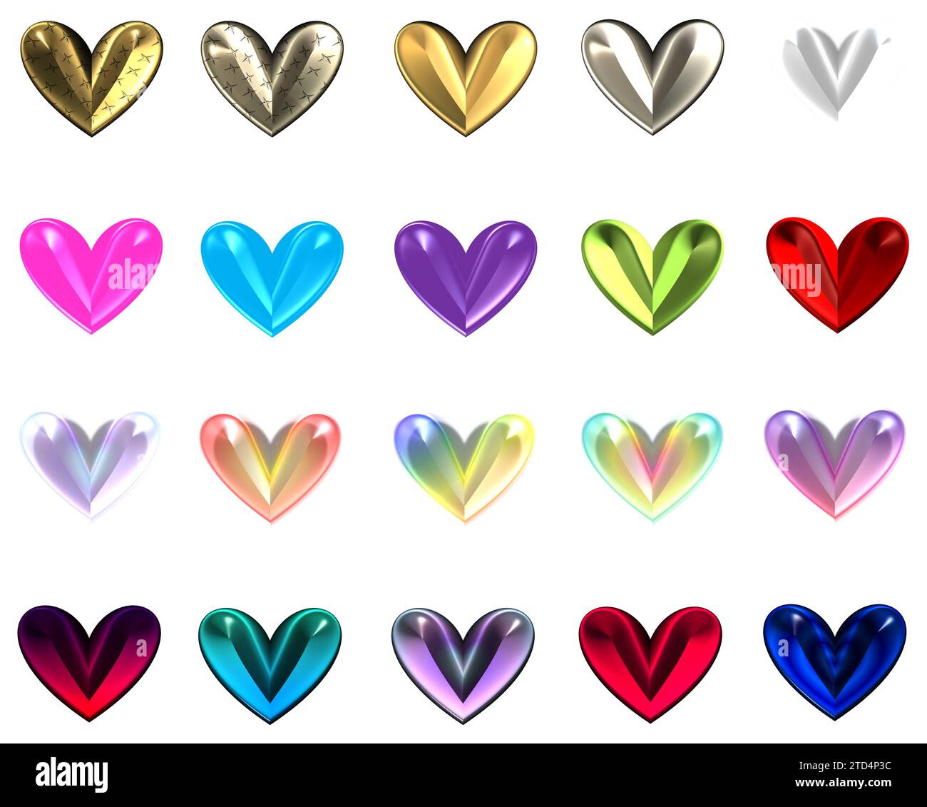colorful shiny hearts stickers2 Stock Photo - Alamy