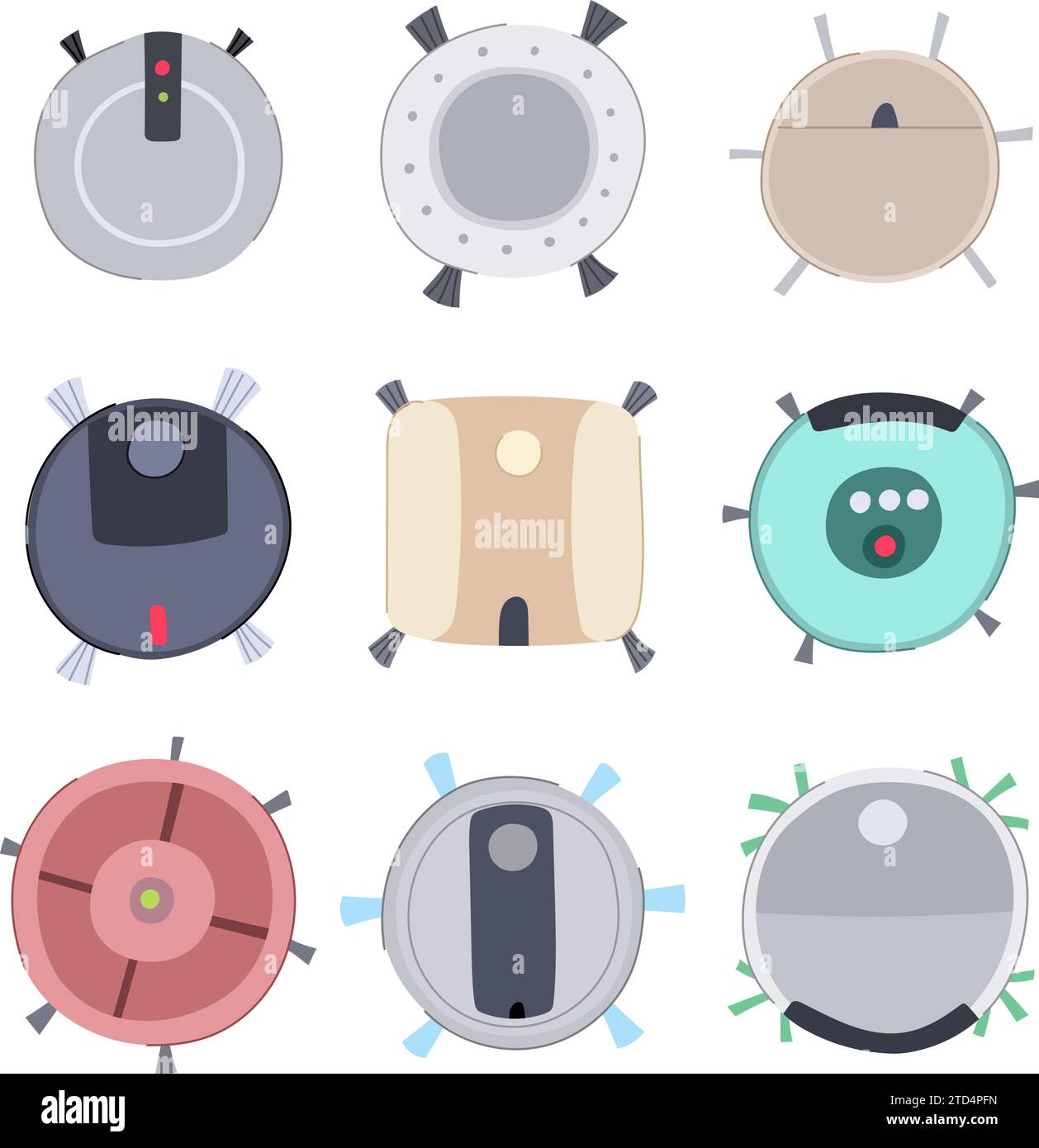 robot vacuum cleaner set cartoon vector illustration Stock Vector Image ...
