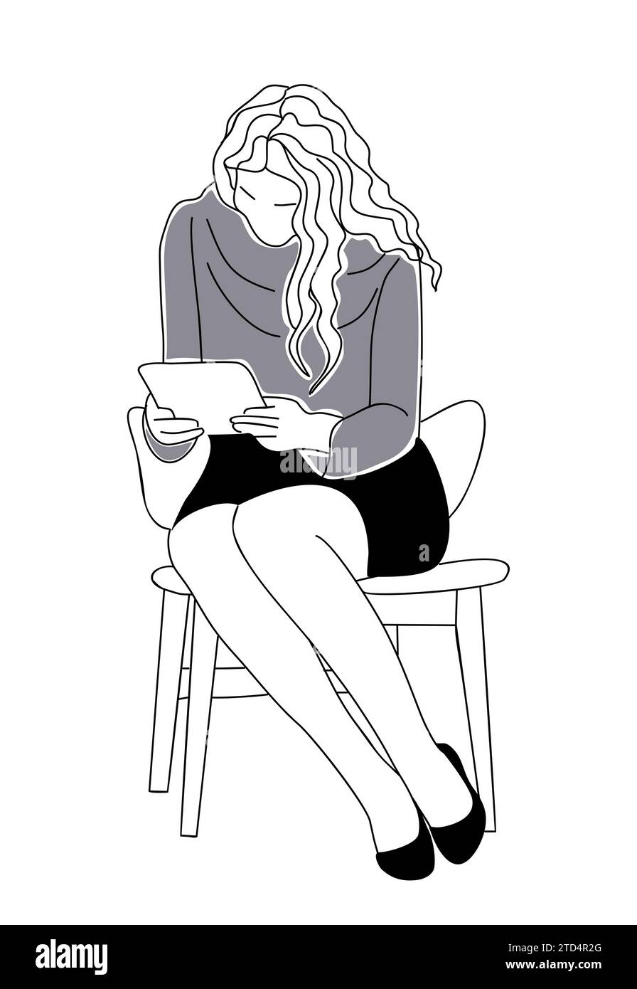 Business woman sitting on an office chair vector Stock Vector Image ...