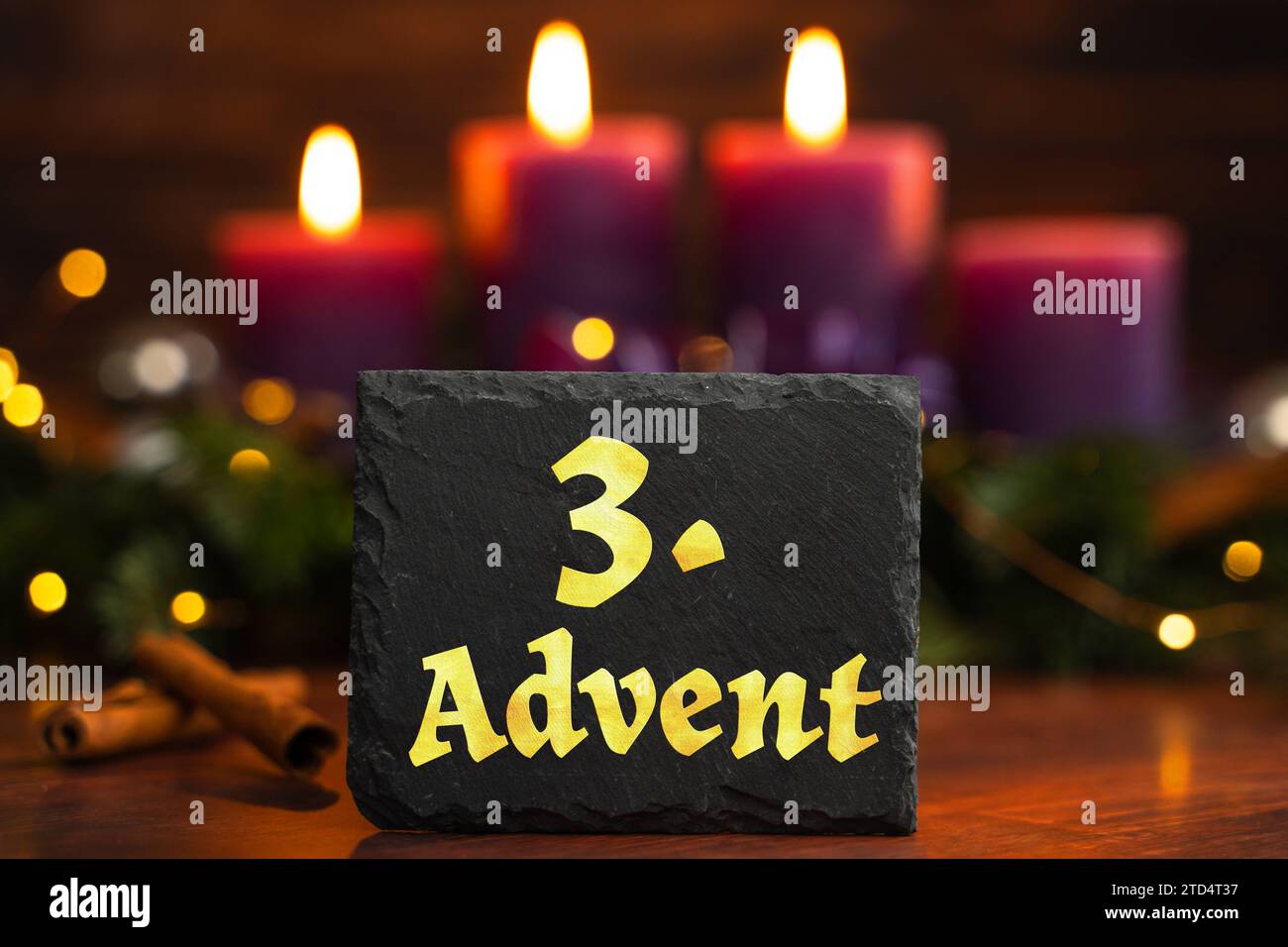 16 December 2023: Sign with the inscription 3rd Advent in front of an ...