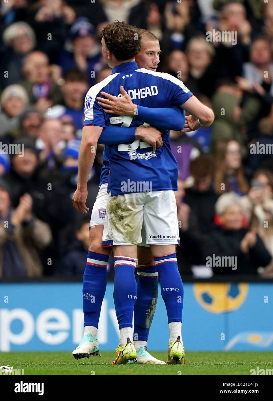 Ipswich Town's Nathan Broadhead (right) celebrates with Harry Clarke ...