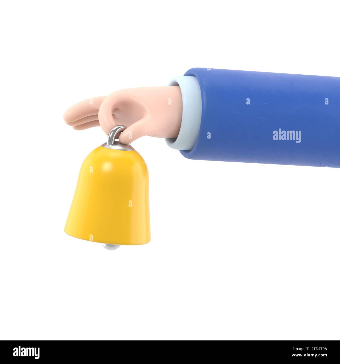 Cartoon Gesture Icon Mockup.Cartoon hand holding bell.3D rendering on ...