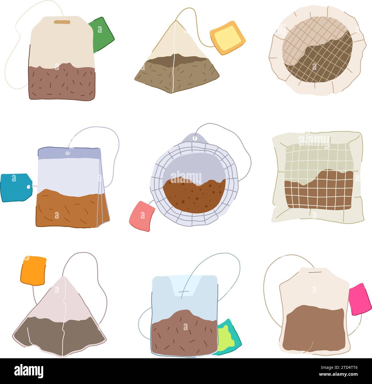 teabag set cartoon vector illustration Stock Vector Image & Art - Alamy