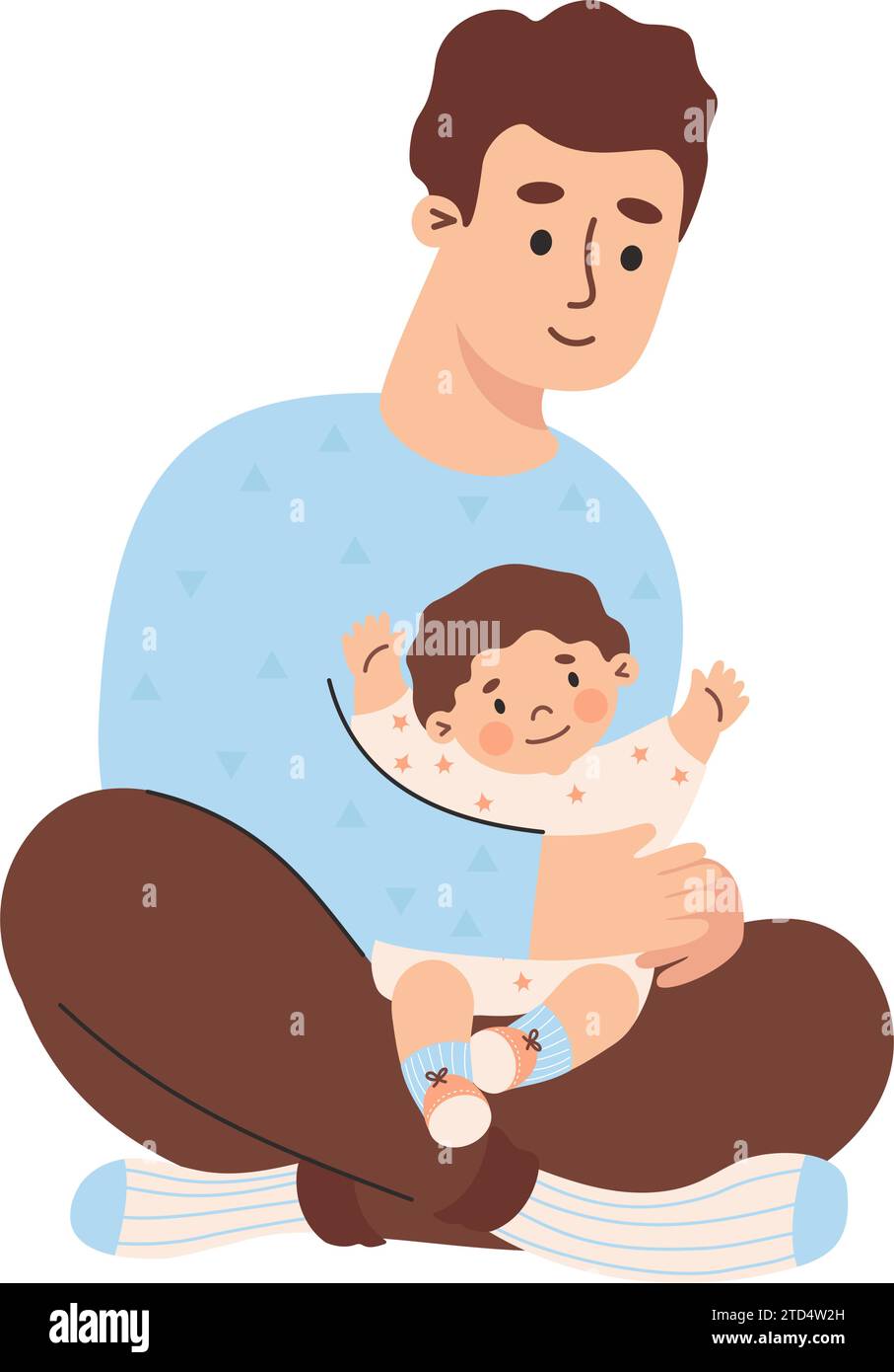 Happy man father with small child. Vector illustration in flat style ...