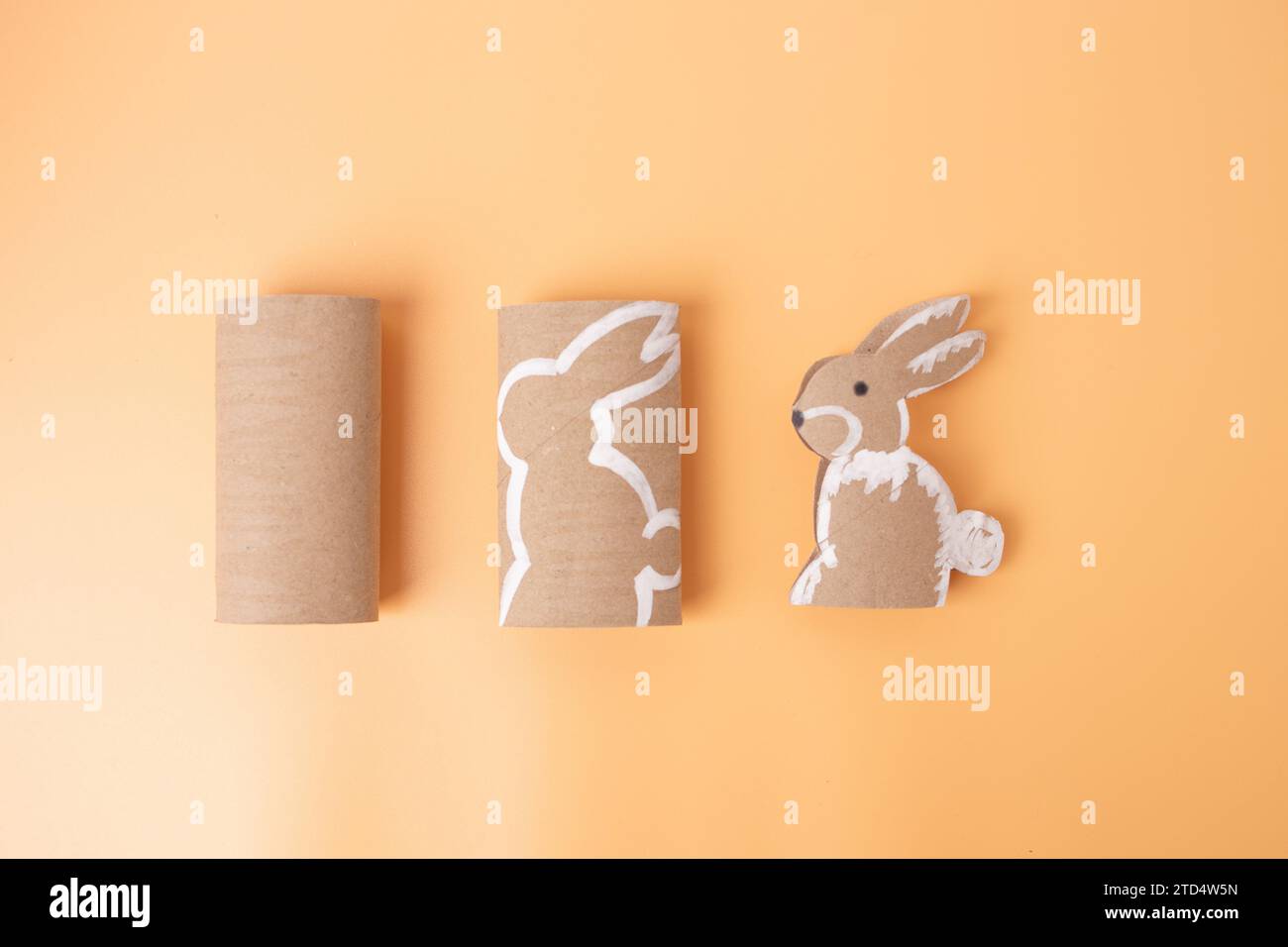 cut out paper rabbit animal tutorial, craft, DIY Stock Photo - Alamy