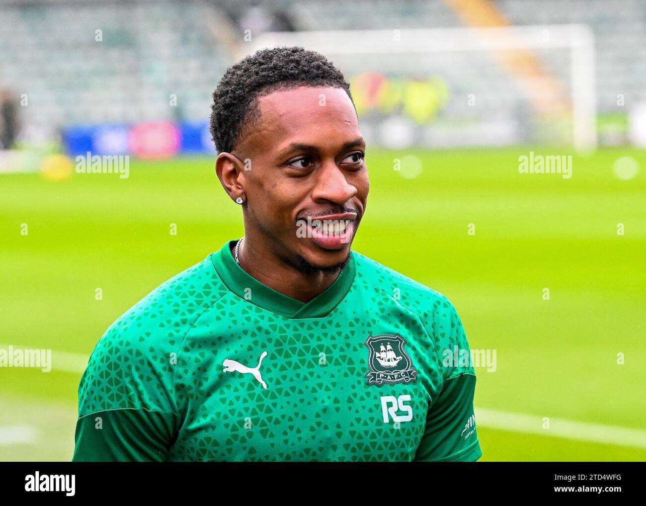 Mickel Miller #14 of Plymouth Argyle arrives during the Sky Bet ...