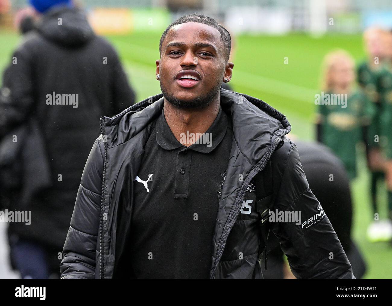 Bali Mumba #2 of Plymouth Argyle arrives during the Sky Bet ...