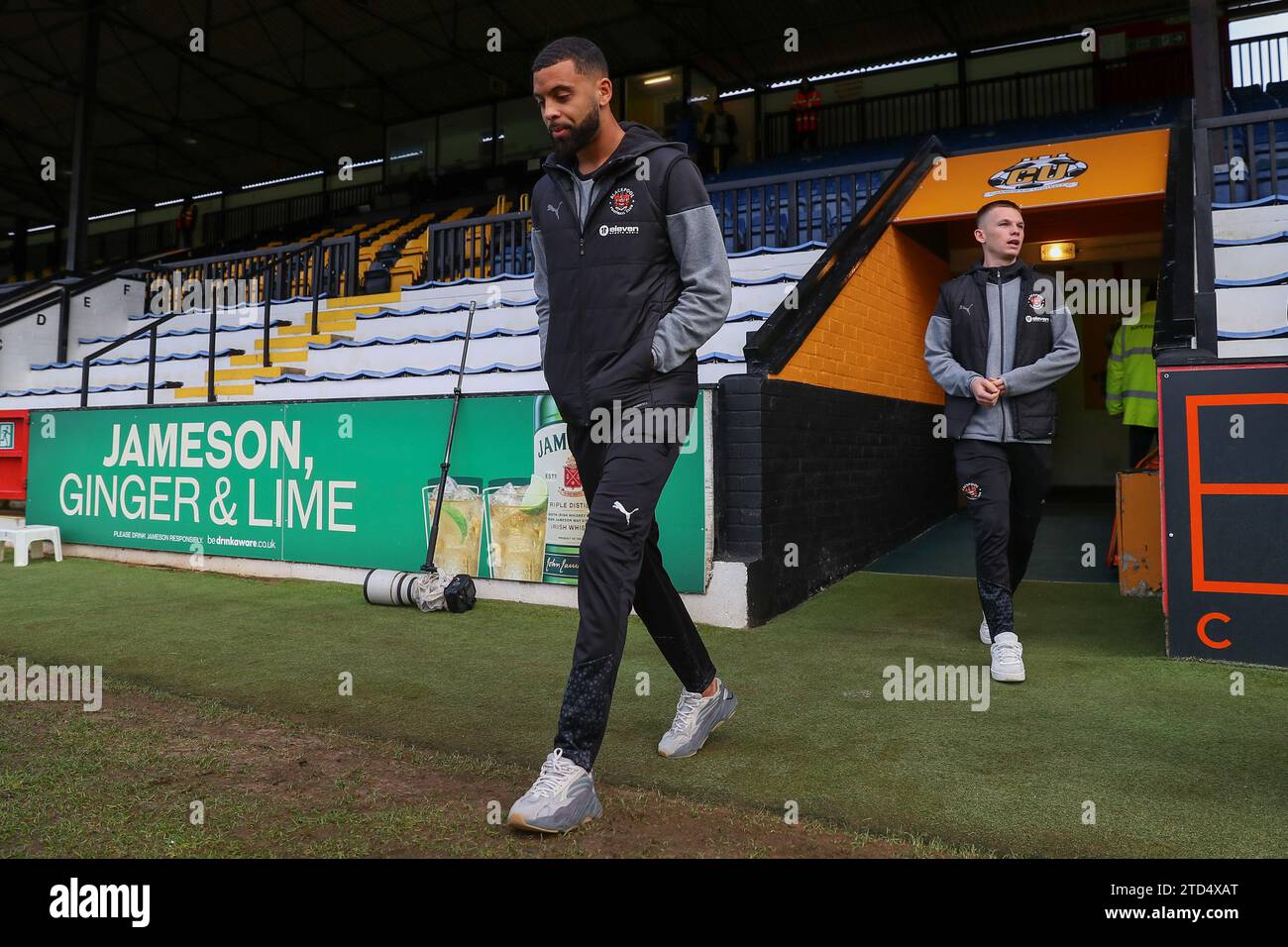 CJ Hamilton #22 of Blackpool arrives ahead of the Sky Bet League 1 ...