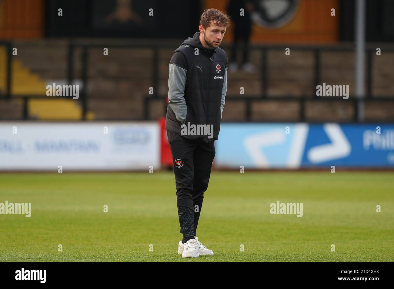 Matthew Pennington #5 of Blackpool arrives ahead of the Sky Bet League ...