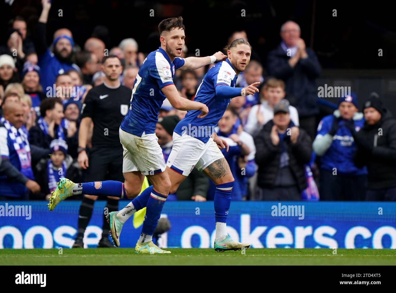 Ipswich Town's Wes Burns (right) celebrates scoring their side's second ...