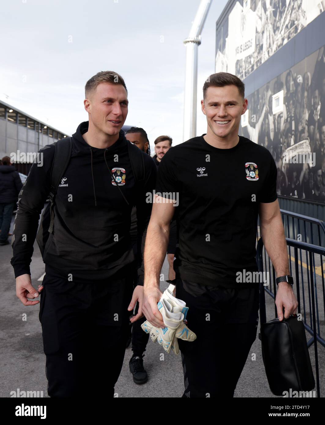 Coventry City goalkeepers Simon Moore (left) and Ben Wilson arrive ...