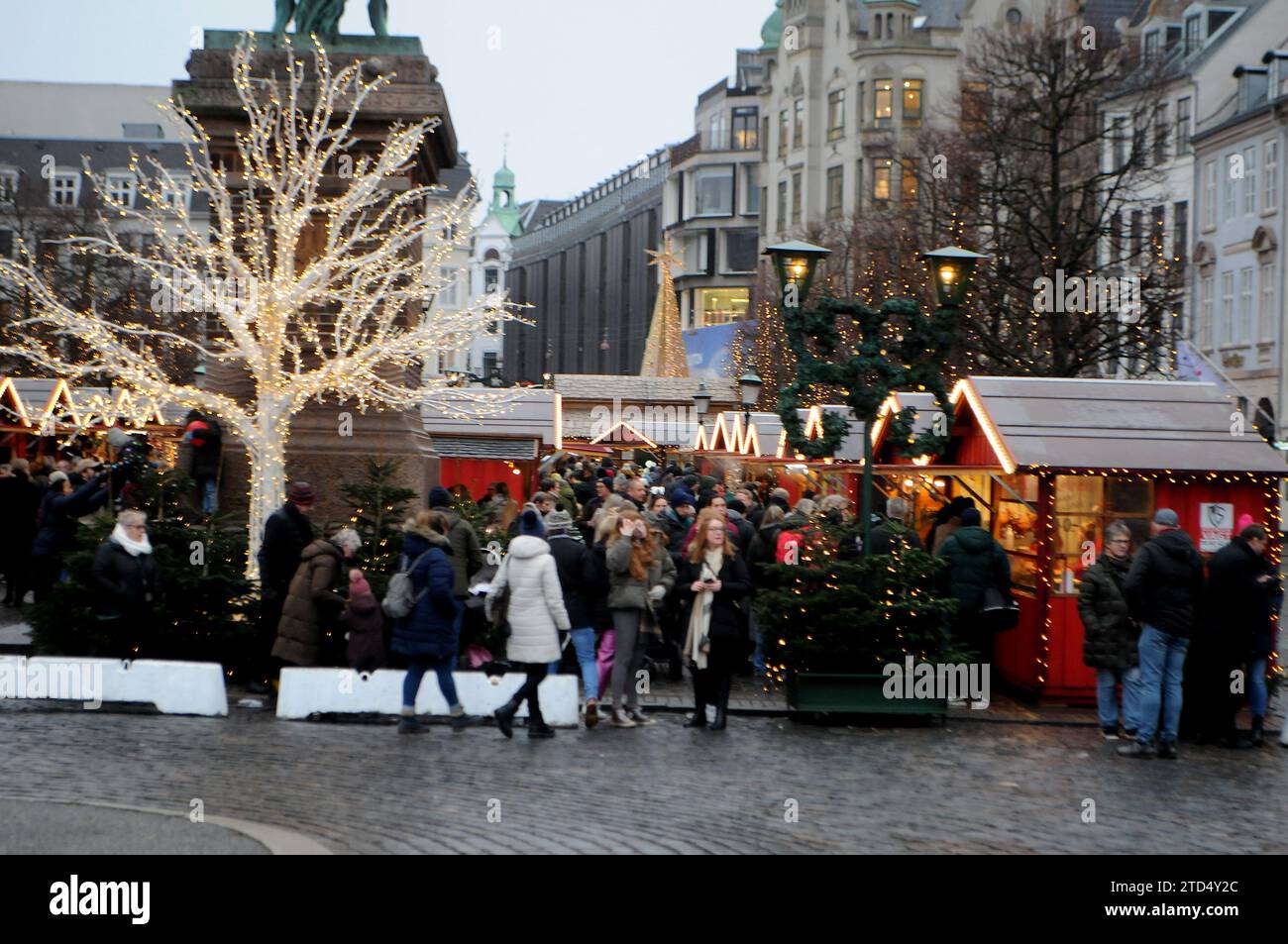 Copenhagen, Denmark /16 December2023/.Visitors at christmas market in ...