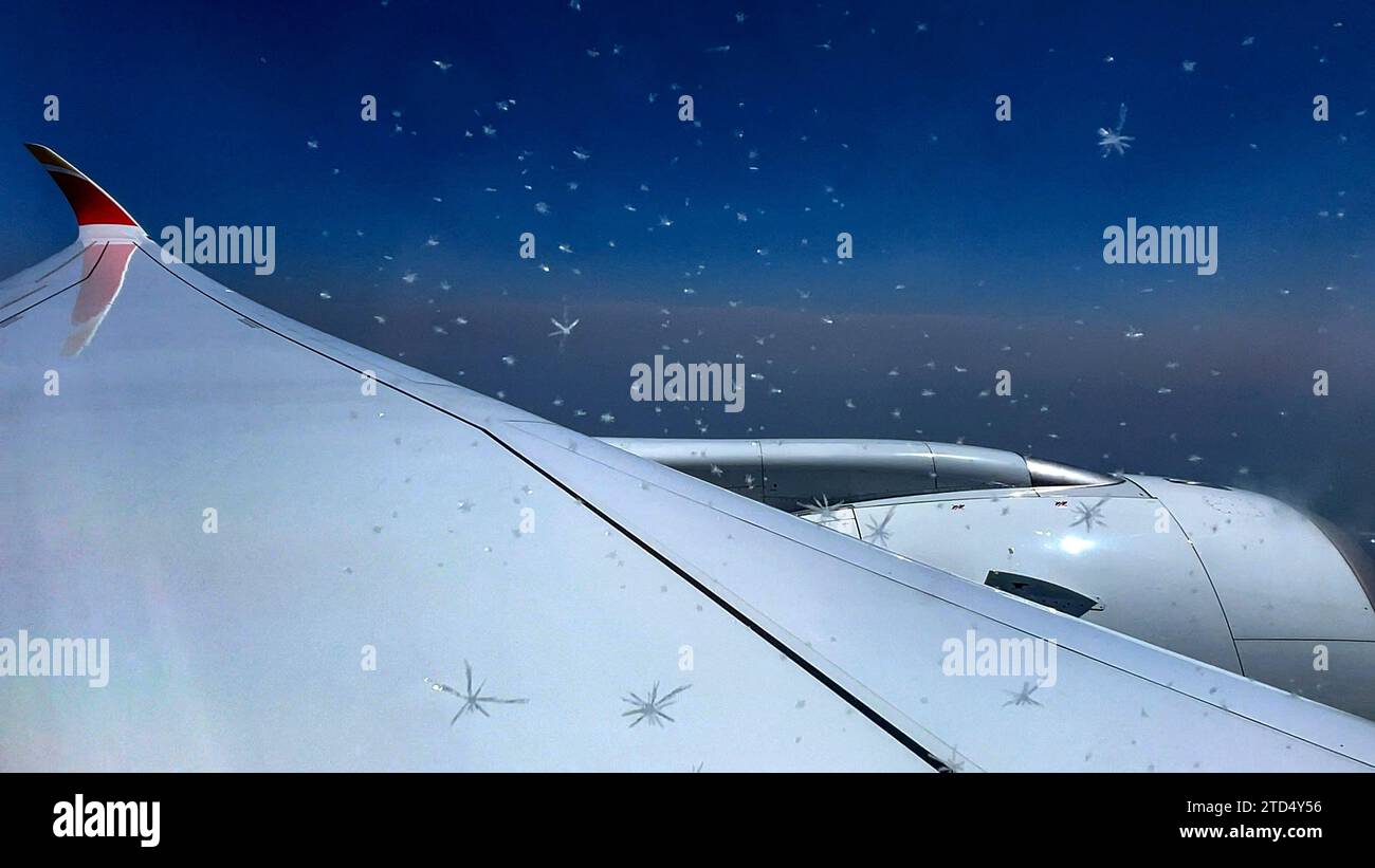 Madrid, Spain; December 3, 2023: Views from the frozen window of an ...