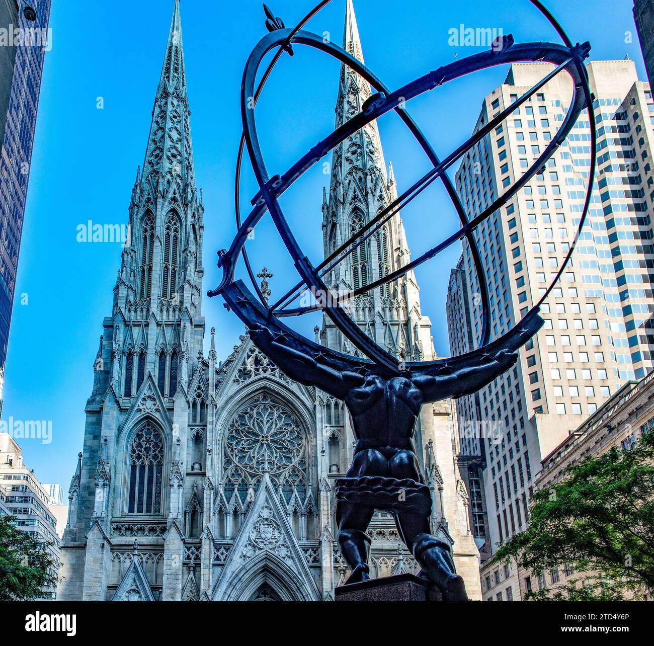Vertical photo of the giant Atlas holding the planet earth as ...