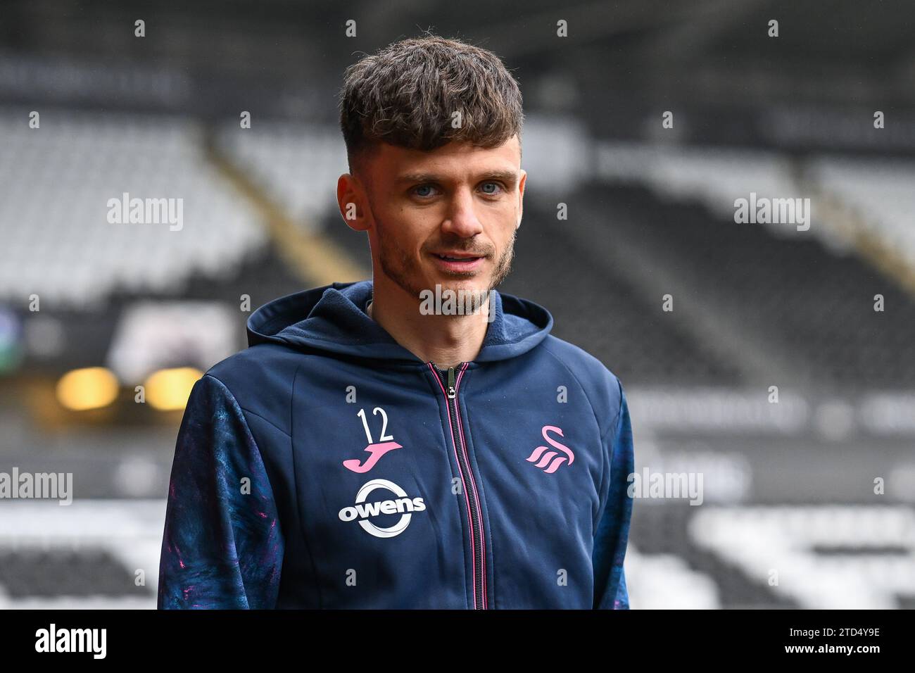 Jamie Paterson #12 of Swansea City arrives ahead of the Sky Bet ...