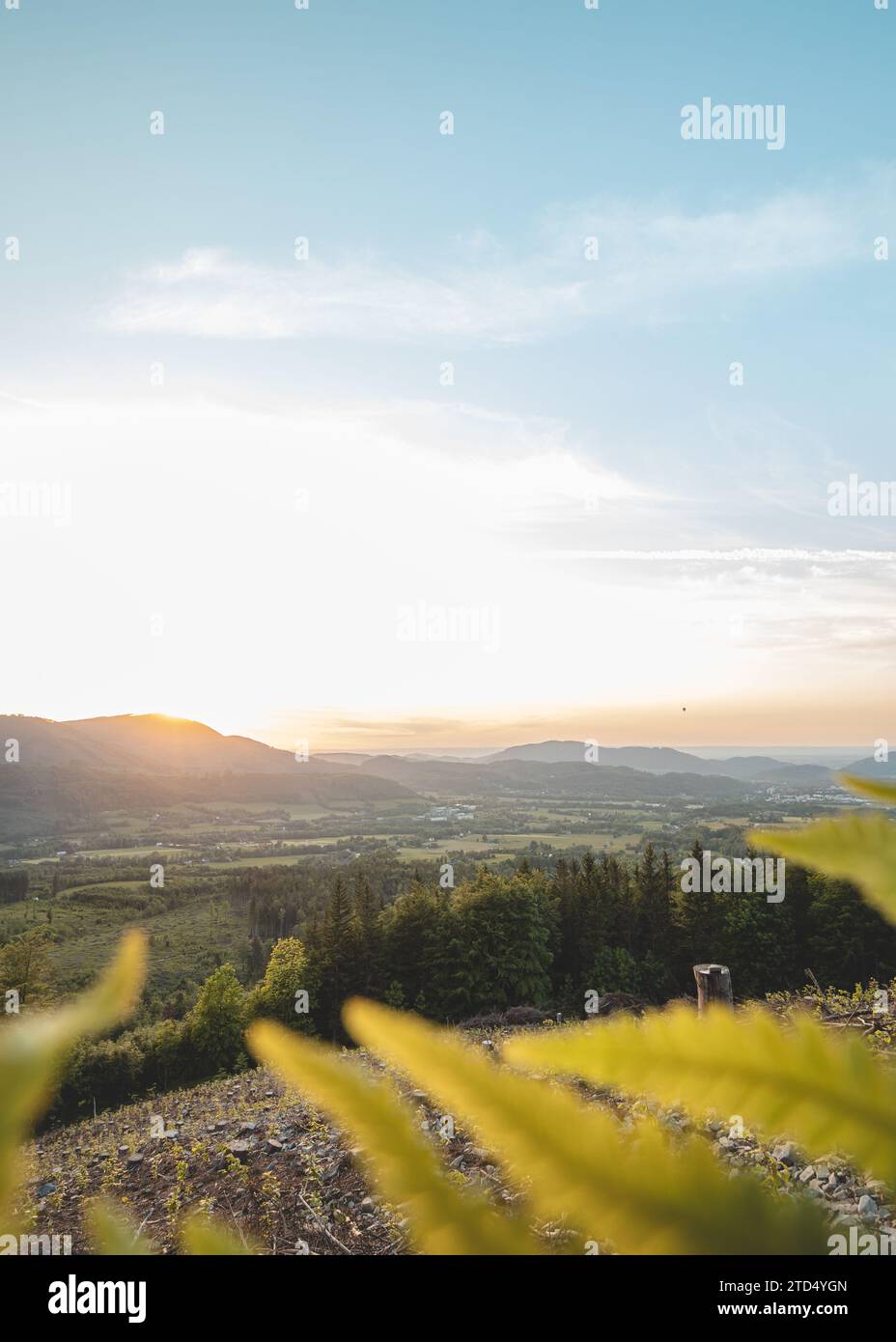 Sunset illuminating the valley around Radhost, Beskydy mountains, Czech ...