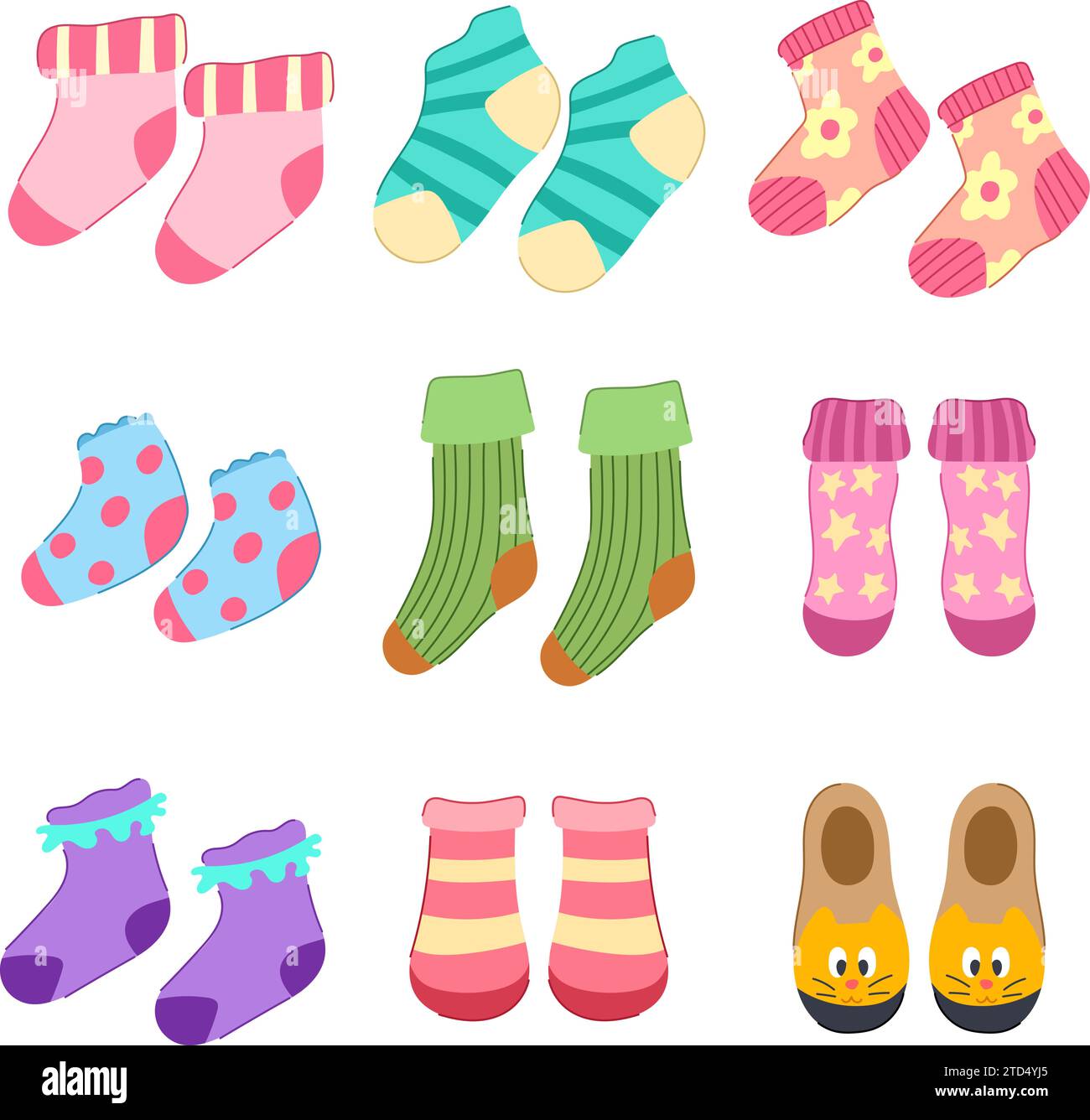 toddler socks set cartoon vector illustration Stock Vector Image & Art ...