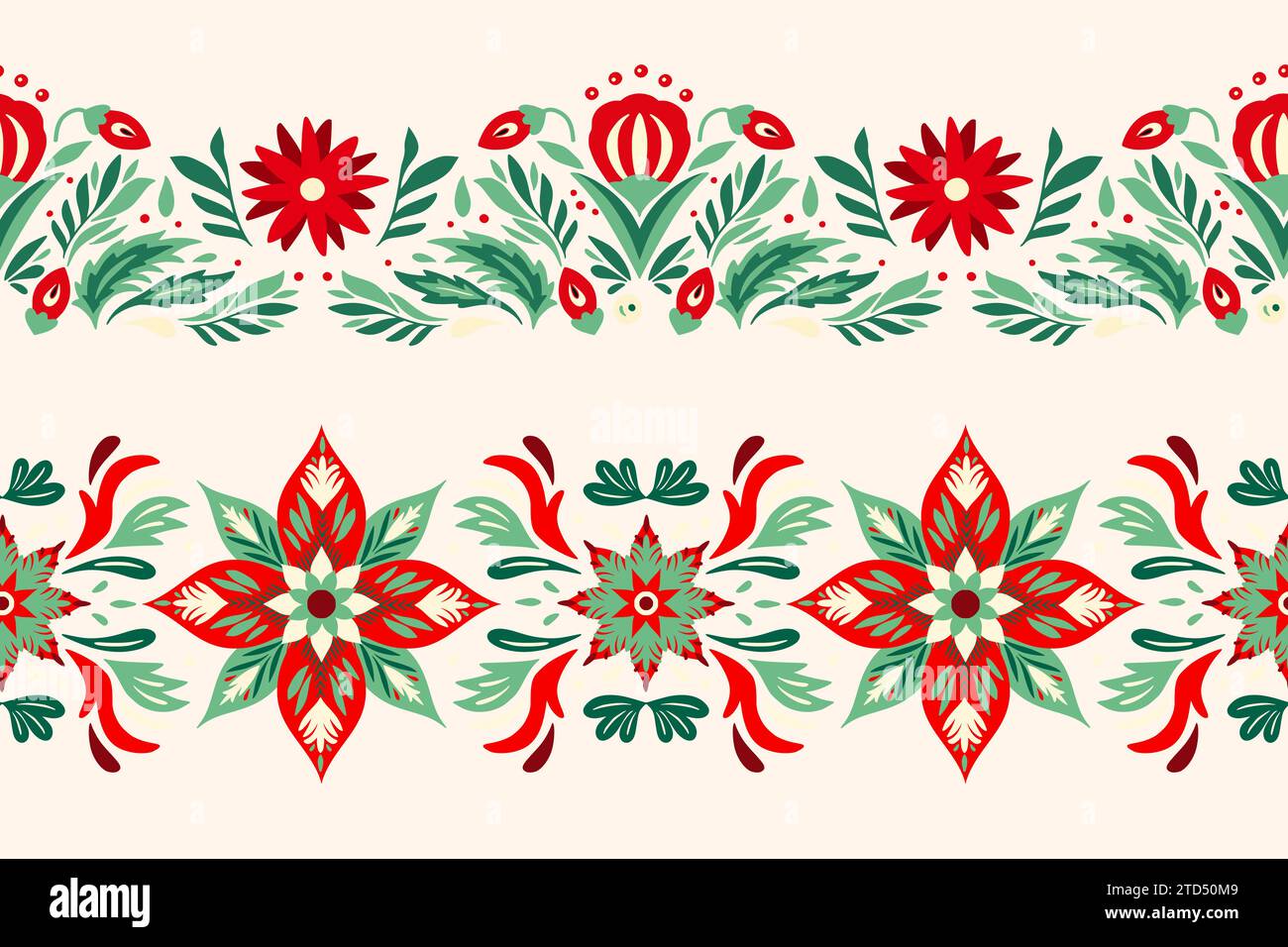 Christmas Ornaments Seamless Border Set. Folk Art Frame tile art deco ...