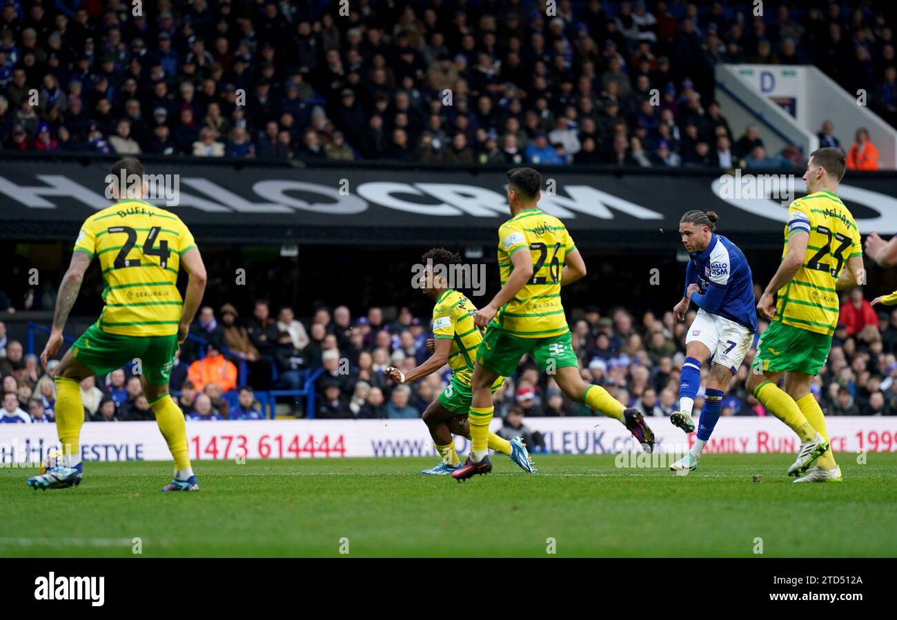 Ipswich Town's Wes Burns scores their side's second goal of the game ...