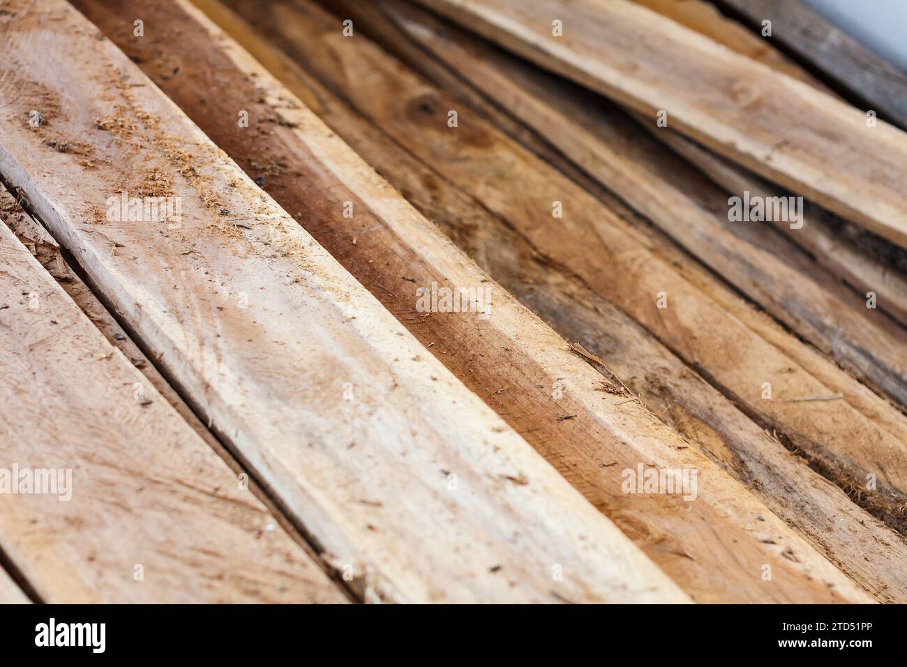Large stack of wood planks, teak wood Stock Photo - Alamy