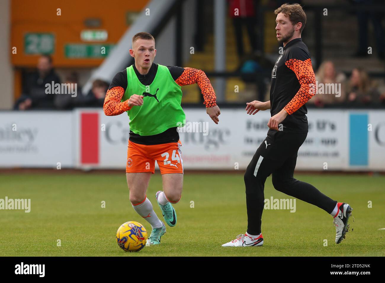 Andy Lyons #24 of Blackpool during the pre-game warm up ahead of the ...