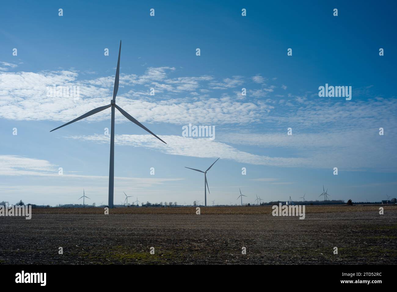 Wind turbines in a wind farm in Michigan's Thumb area, Tuscola County ...