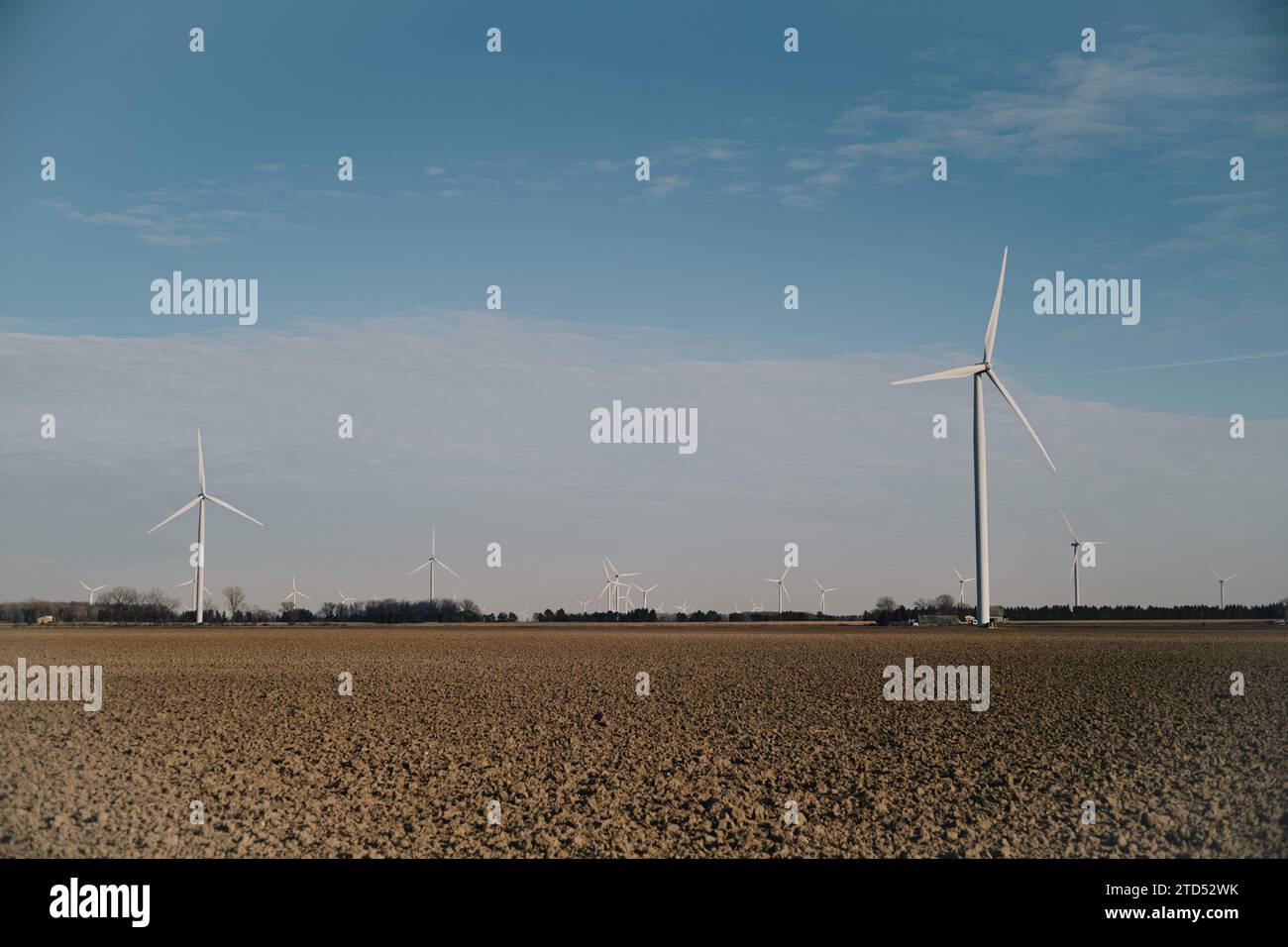 Wind turbines in a wind farm in Michigan's Thumb area, Tuscola County ...