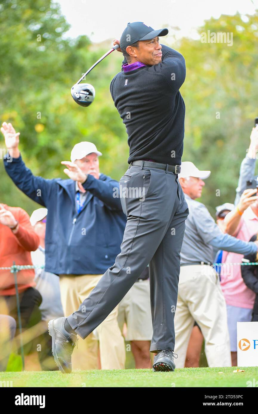 ORLANDO, FL - Tiger Woods tees off during the pro-am round of the PNC ...