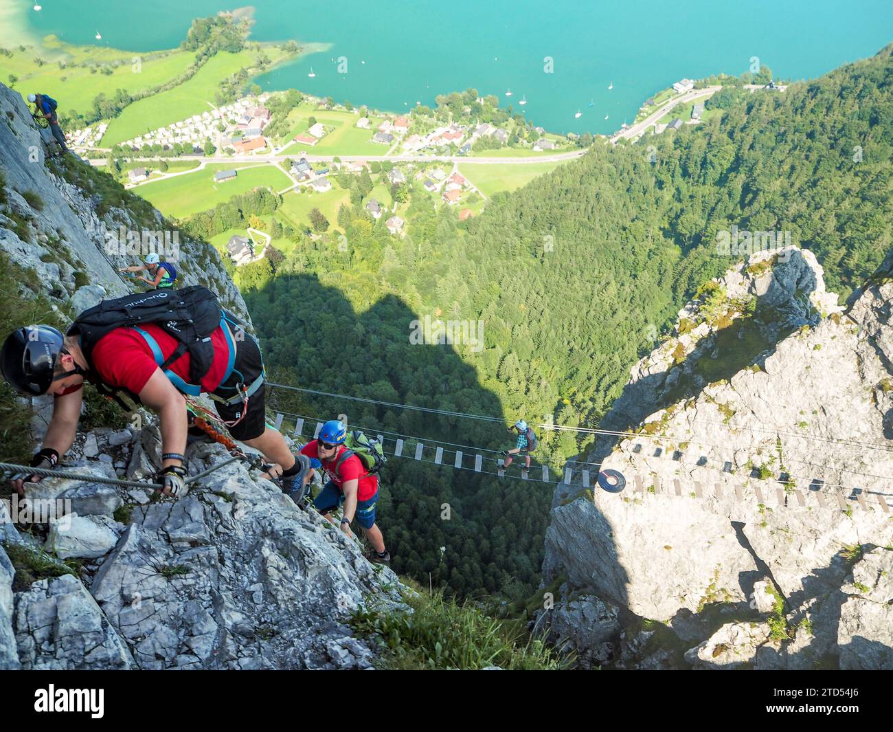 Mondsee and Attersee, Alps, Austria, Europe, Summer 2017: [ climbers ...