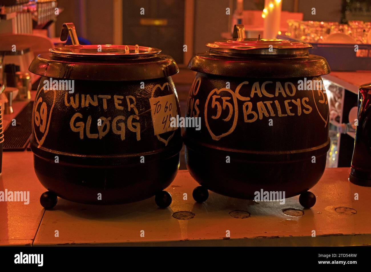 A Danish drinks bar serving Glogg. It is a Danish traditional Christmas ...