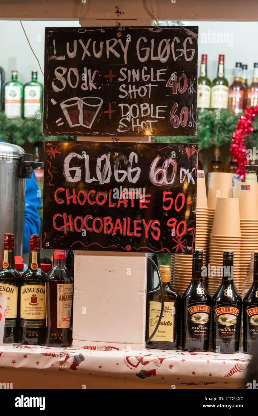 A Danish drinks bar serving Glogg. It is a Danish traditional Christmas ...