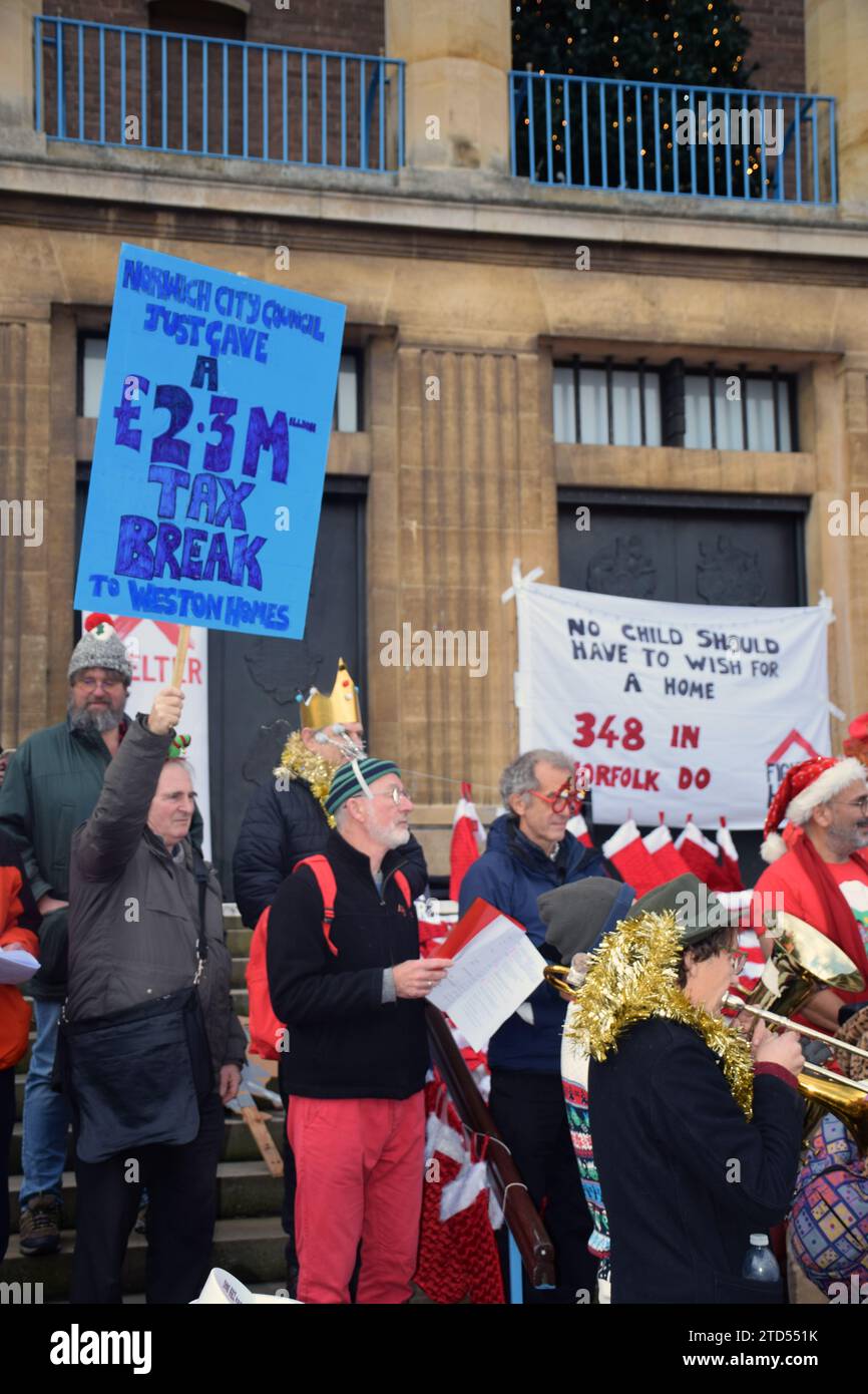 Shelter protest at homelessness crisis in the UK, City Hall, Norwich ...