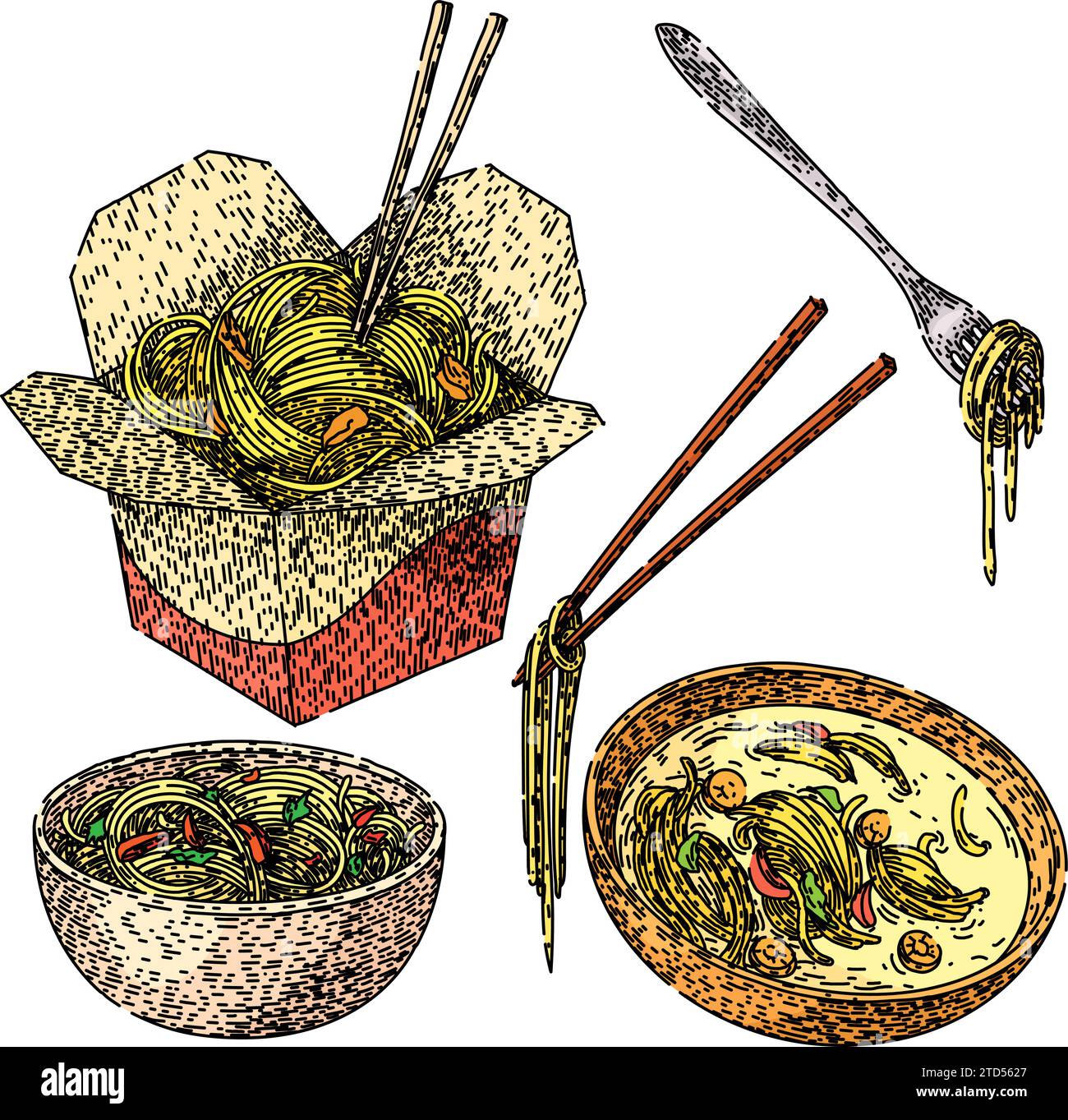 noodles set sketch hand drawn vector Stock Vector Image & Art - Alamy